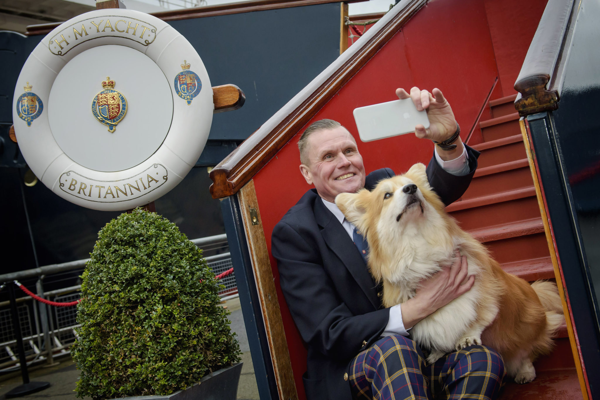 Instagram superstar Marcel le Corgi visits the Royal Yacht Britannia ...