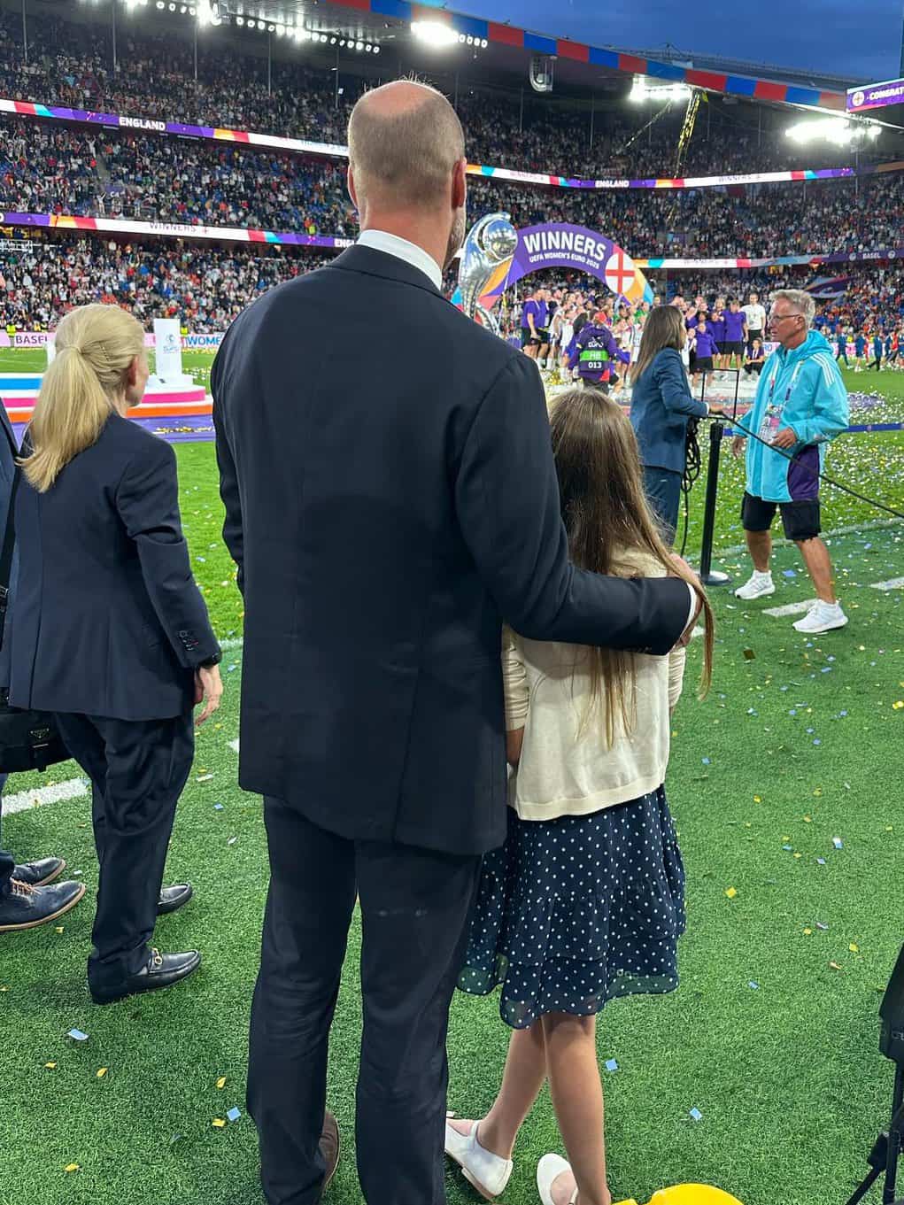 Princess Charlotte joins her dad on the pitch as England’s Lionesses ...